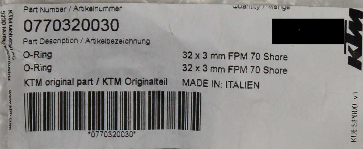 KTM O-Ring (Pack of 9) PN 0770320030 – Kiwi Sports, LLC